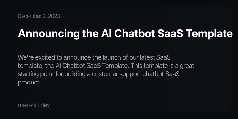Announcing the AI Chatbot SaaS Template