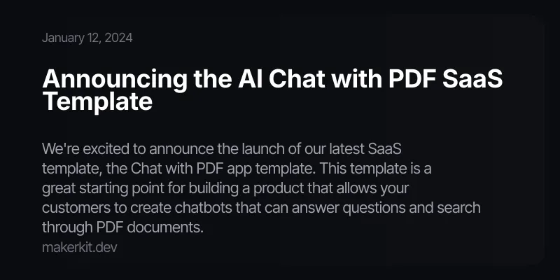 Announcing the AI Chat with PDF SaaS Template
