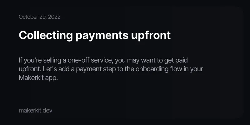 Collecting payments upfront