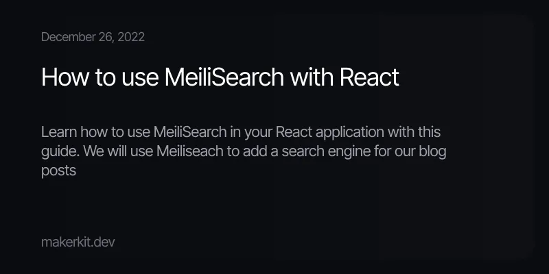 How To Use Meilisearch With React 