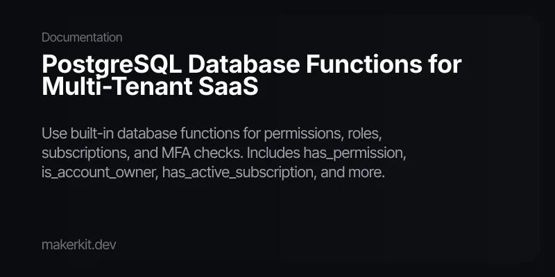 PostgreSQL Database Functions for Multi-Tenant SaaS