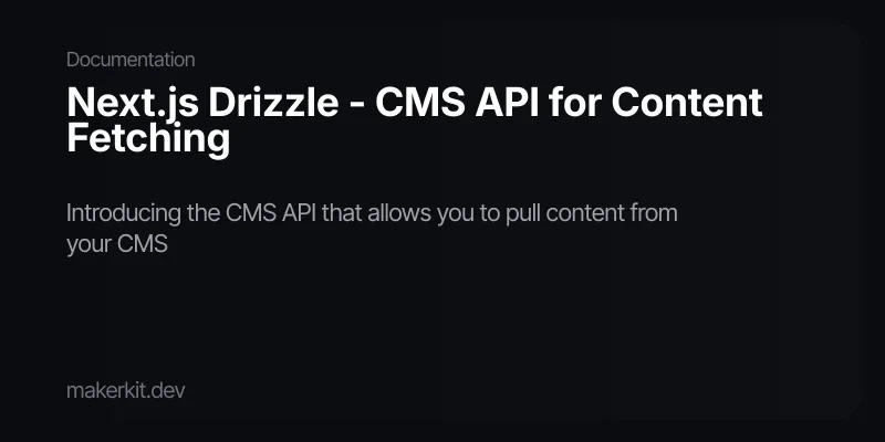Next.js Drizzle - CMS API for Content Fetching