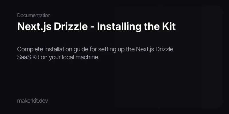 Next.js Drizzle - Installing the Kit