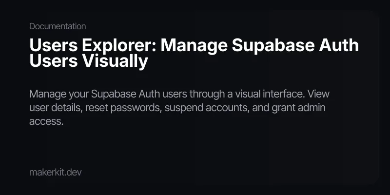 Users Explorer: Manage Supabase Auth Users Visually